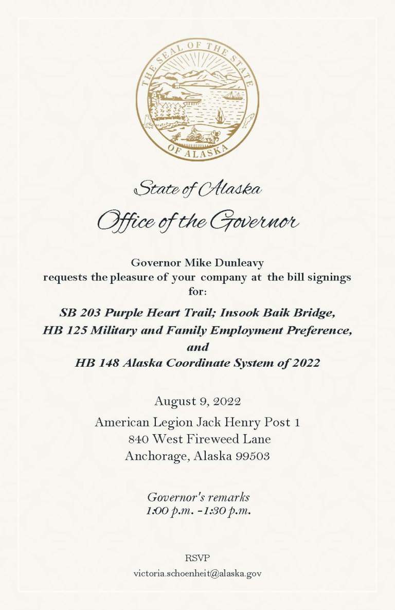 Alaska Coordinate System, HB148 Bill Signing Invitation – Alaska ...